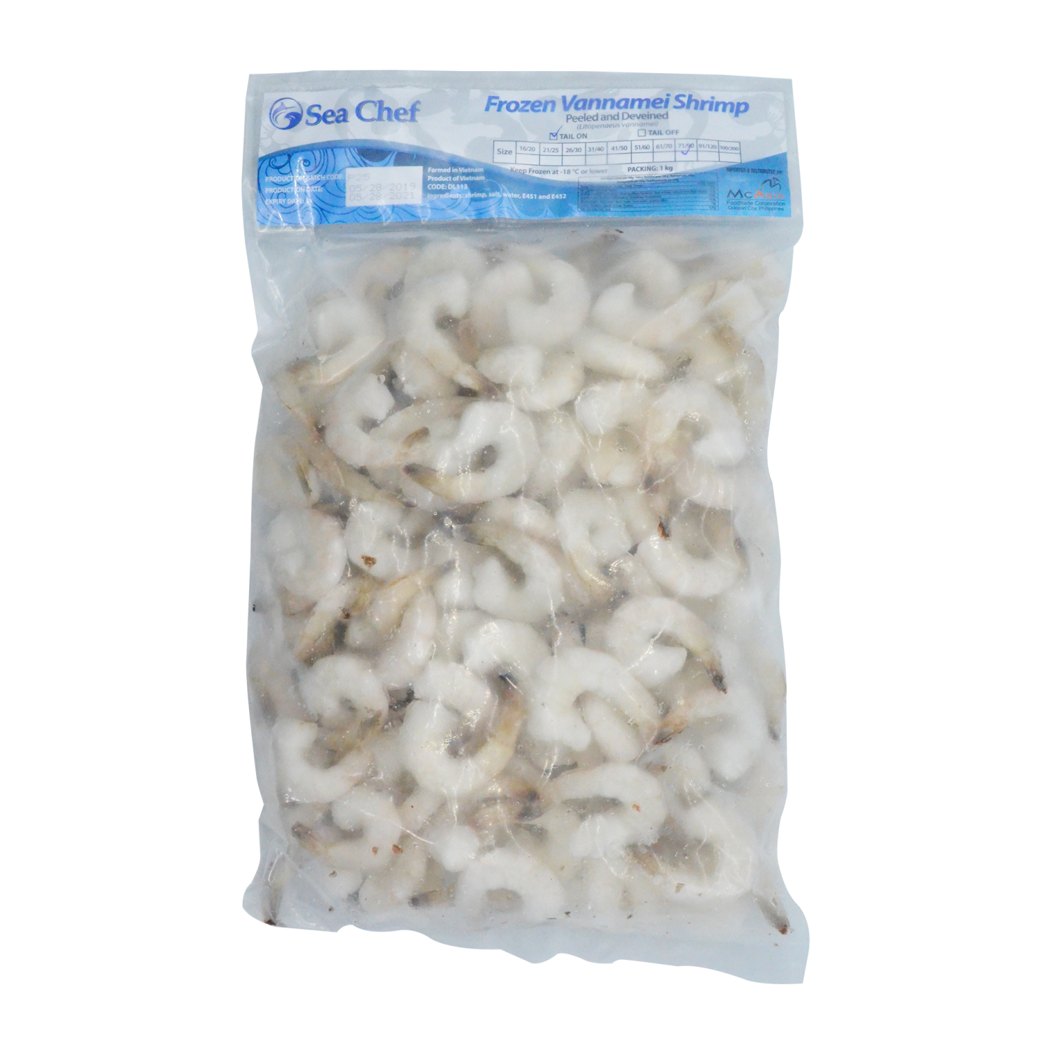 SEA CHEF SHRIMP VN PDTO 71/90 IQF 1KG – McAsia Foodtrade Corporation